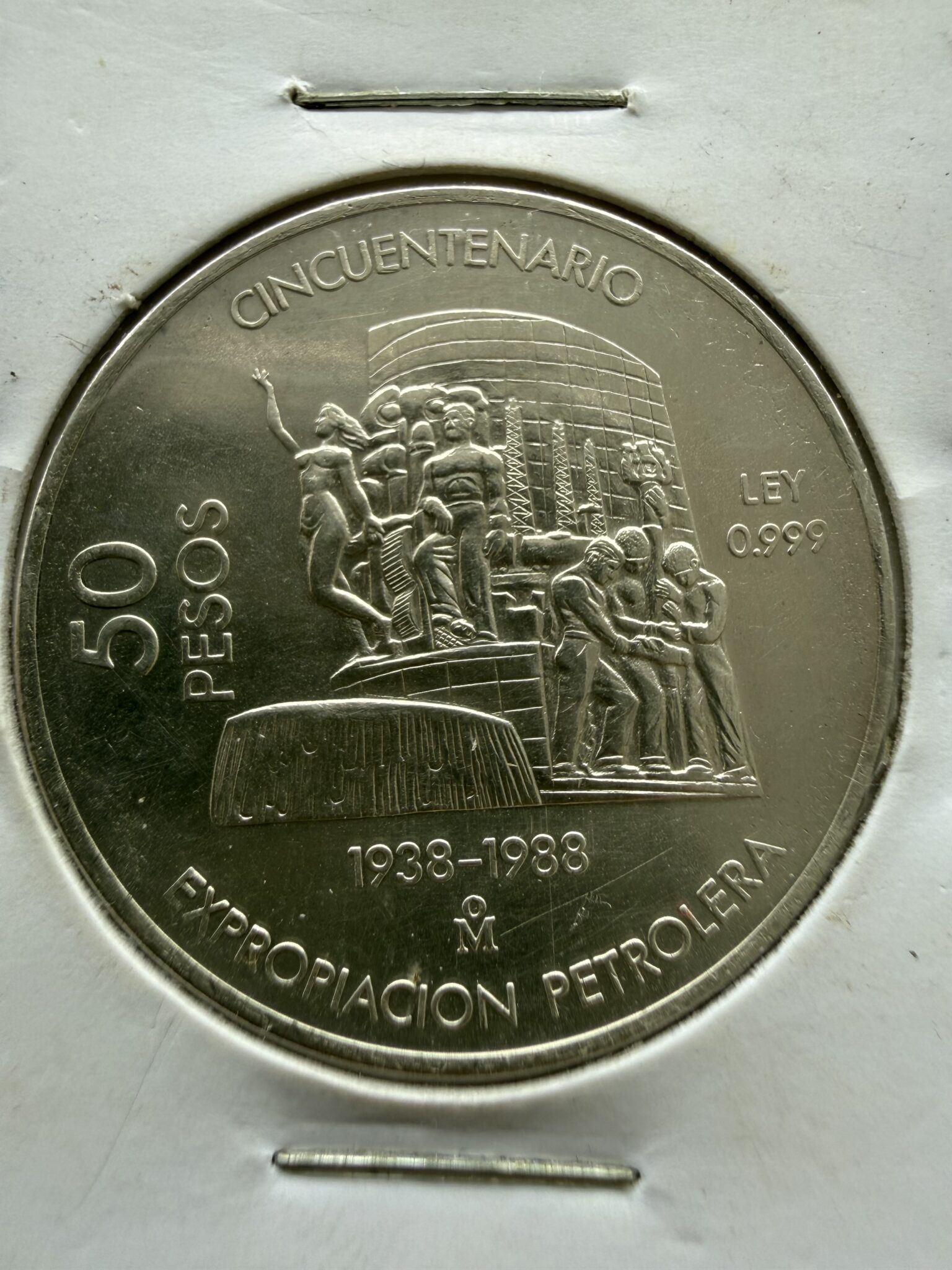 50 Pesos Plata .999 Cincuentenario Expropiación Petrolera 1938-1988 ...